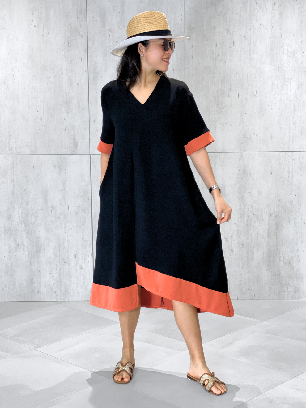 Stacy (Plus Size) Asymmetrical Panel Dress (Sash Included) – KUL